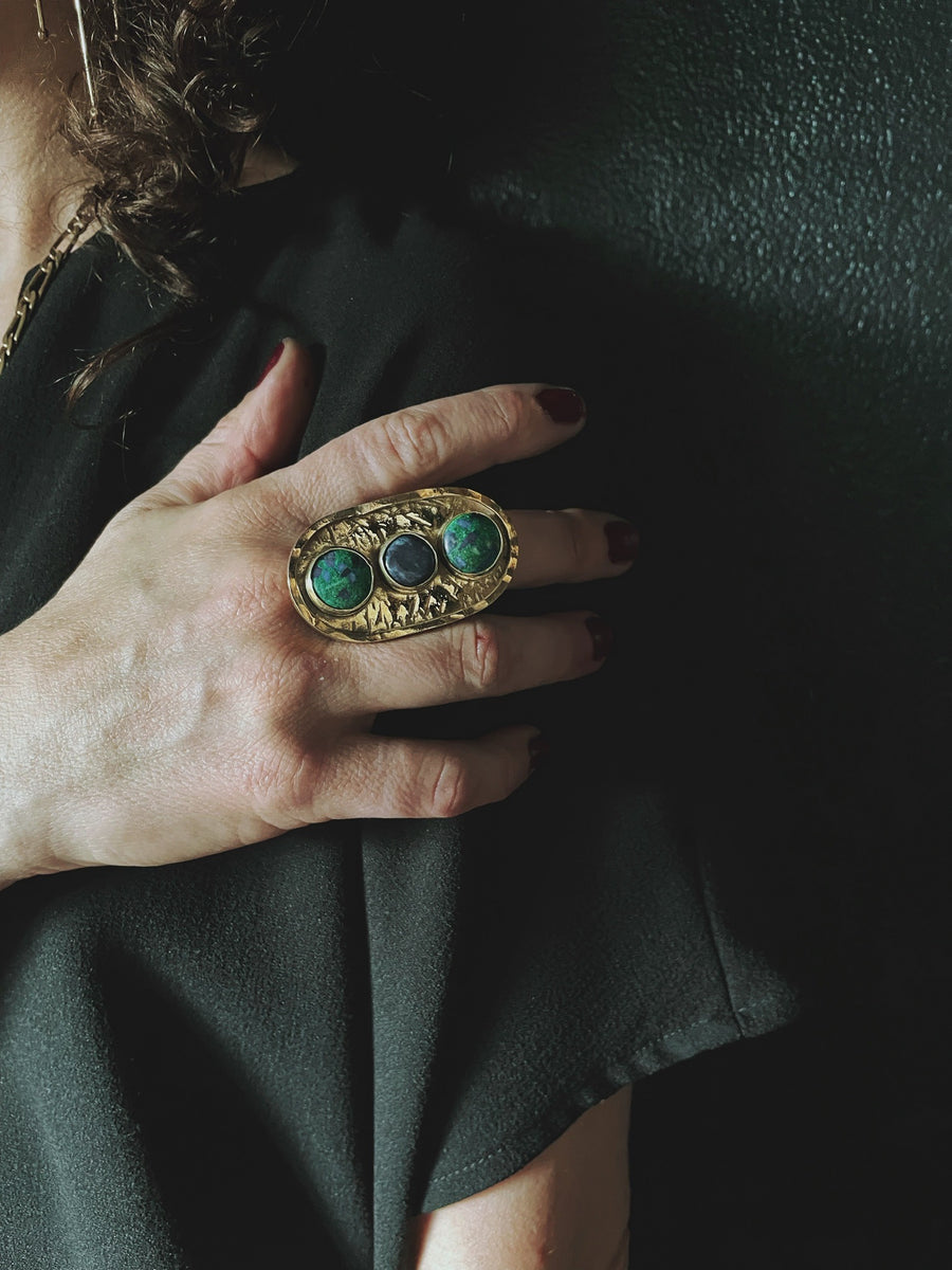 Blue Borders Ring – Fossil & Hide